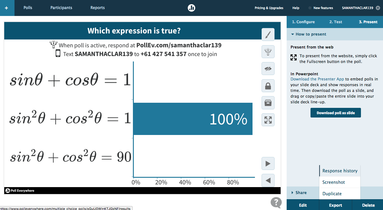 Polleverywhere Teacher Q Running Teaching Sydney