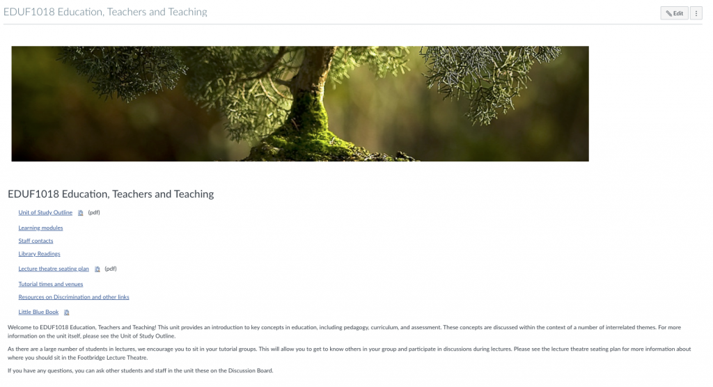 Open Canvas sites – 2018 students’ choice – Teaching@Sydney